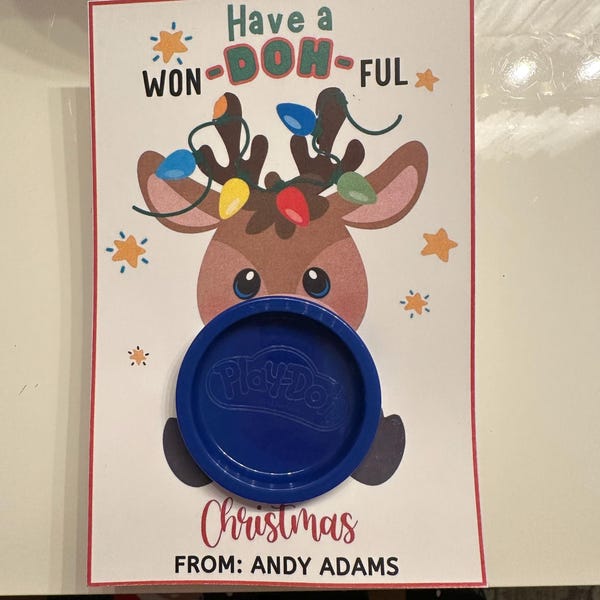 Christmas Play Doh Holder Reindeer, Printable Holiday Class Gifts, Play ...