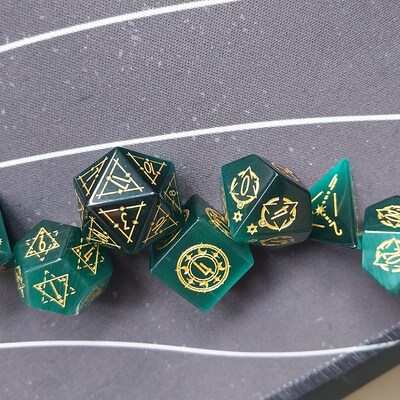 Green Jade DND Dice Set, Aventurine Sharp Edge D&D Dice Set, Dungeons ...