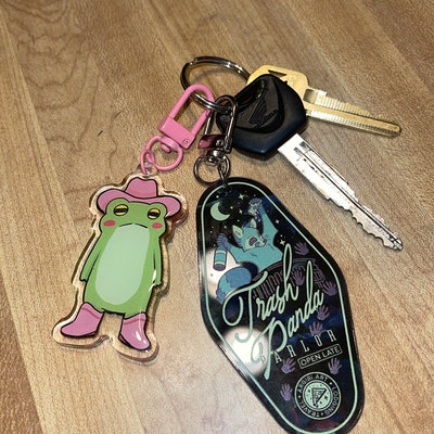 Frog With Knife Keychain Acrylic Keychain Cute Frog With Knife Frog ...
