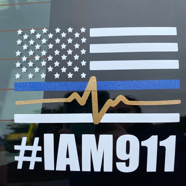 911 Dispatcher Decal, Thin Gold Line Decal, 911 Dispatch Decal, Thin ...