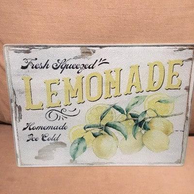 Vintage Lemonade Sign, Lemon Wreath Decor Accent Sign, Lemon Tiered ...