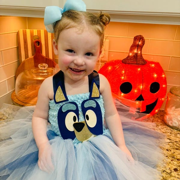 Bluey Costume/girls Bluey Halloween Costume/bluey Dress/bluey/bluey ...