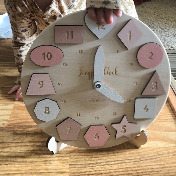 Personalized Wooden Name Clock With Shape Chrin Gift Puzzle Toys for ...