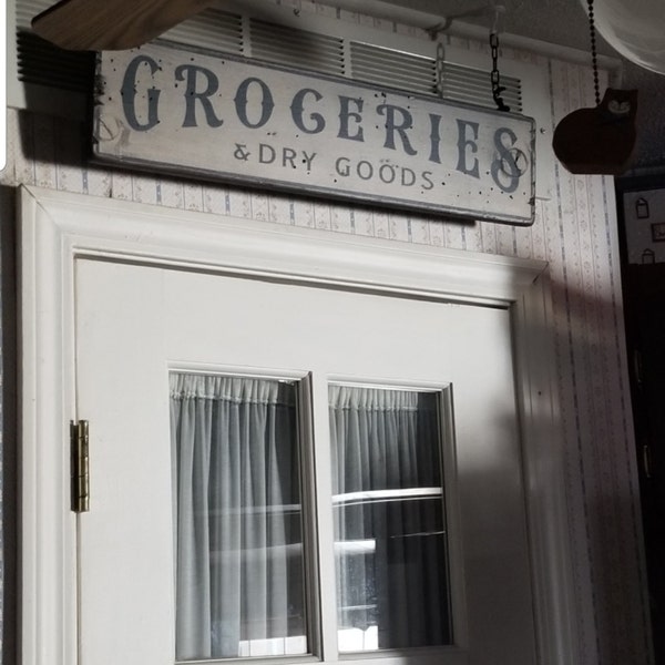 Groceries & Dry Goods Sign - Kitchen Distressed Primitive Rustic Hand ...
