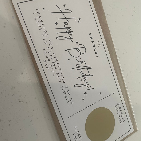 Personalised Birthday Scratch Card Gift Voucher/birthday/special ...