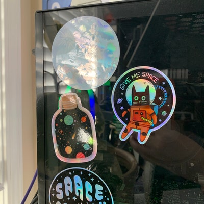 Holographic Pale Blue Moon Vinyl Sticker - Etsy