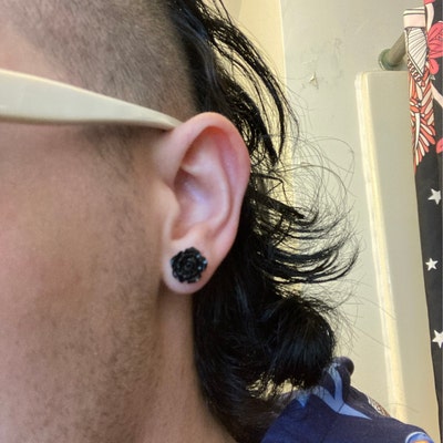 00g 0g 2g 4g 6g 8g 10g 12g 1 PAIR Black 10mm Small Delicate Rose Flower ...