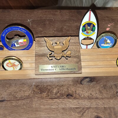 Military Challenge Coin Display, Engraved Military Coin Holder Display ...