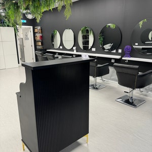Luxury U Shape Curved Pleated Front Reception Desk for Salon or Retail ...