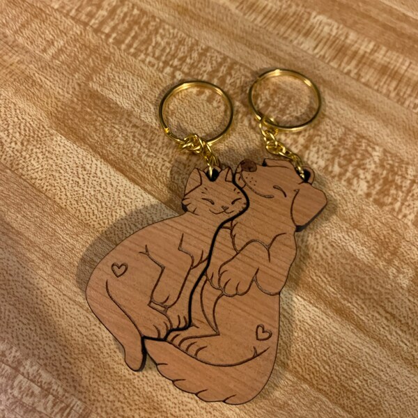 Dog and Cat Couple Keychains - Friendship or Relationship Matching ...