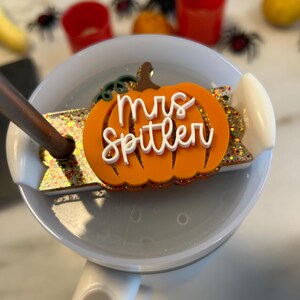 Fall Pumpkin Tumbler Topper, Autumn Name Plate, Fall Glitter Tumbler ...