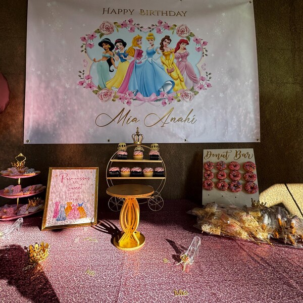 PRINCESS Birthday Backdrop Party Backdrop Party Banner Party Decor ...