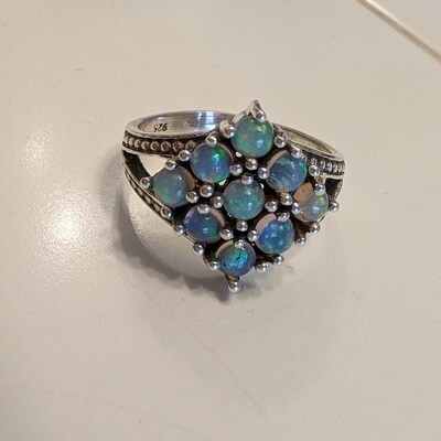 Peruvian Opalina Sterling Silver Ring, Size 7.5, Opalized Chrysocolla ...