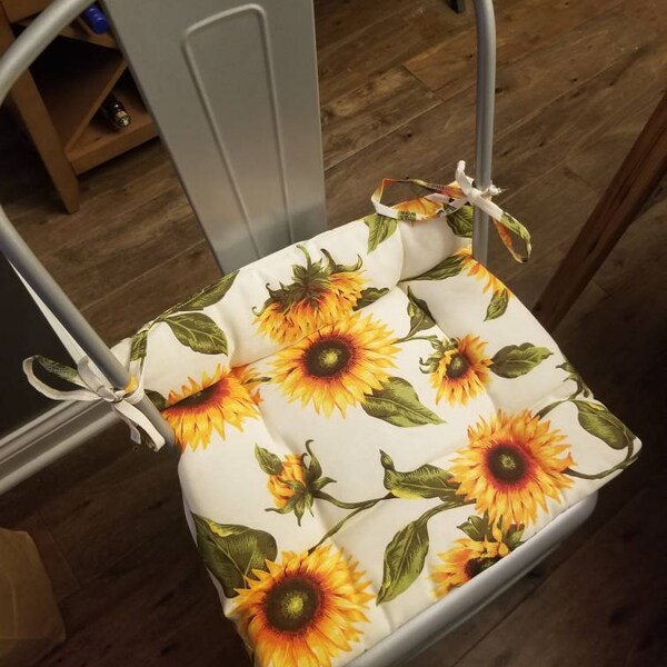 Dining Chair Pads With Ties Sunflower Chair Pads Floral Chair Pads ...