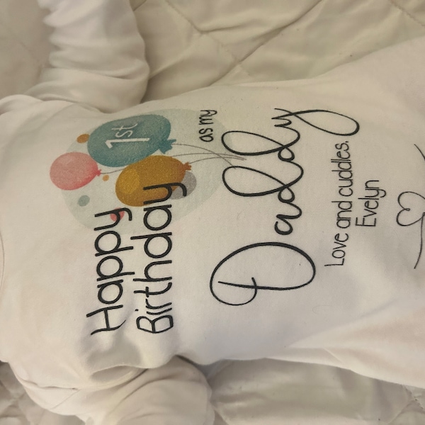 Happy Birthday 1st Birthday as My Daddy Outfit Sleepsuit Babygrow ...