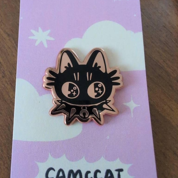 Punk Kitty Hard Enamel Pin, Cute Copper Plated Cat Lapel Badge, Kawaii ...