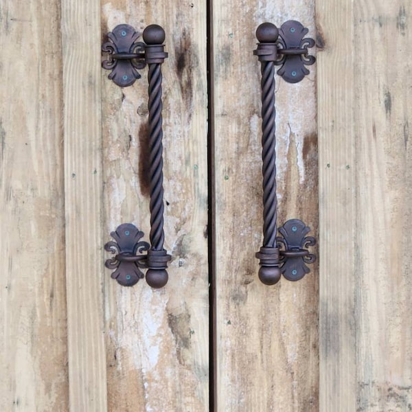 New Model. Set of Two Massive Iron Door Handles. Barn Door Pulls. Door ...