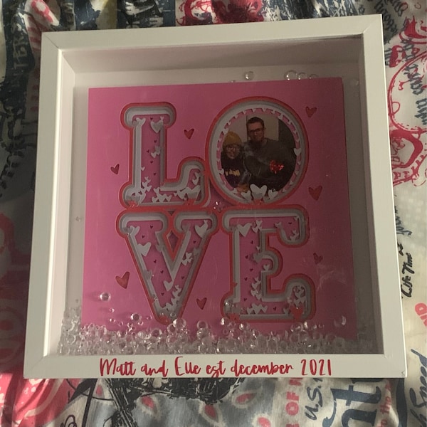 3D Love Shadow Box With Custom Photo, Valentines Day Shadow Box ...