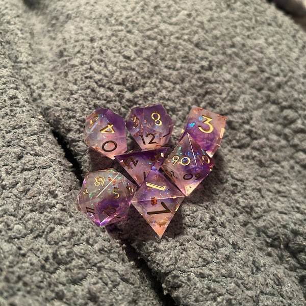 Light Purple DND Dice Set, Resin Sharp Edge Dice Set, D&D Dice Set for ...