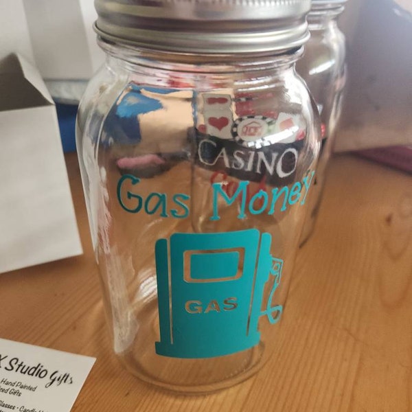 Personalized Mason Jar "gas Money" Bank - Gas Money Savings Bank - Gas ...
