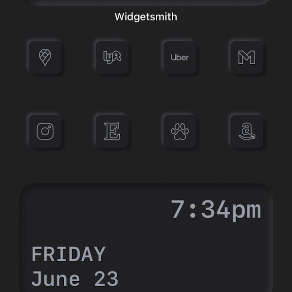 Black Ios Icon Pack, Minimal Dark Ios Icon Pack, Black and White Icon ...