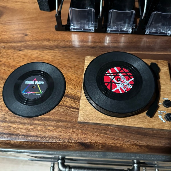 Funny Vinyl Record Coasters With Turntable Holder - Make a Set With 26 ...