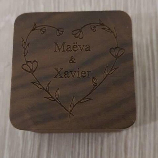 Personalized Double Ring Bearer Box for Wedding Gift,handmade Round ...