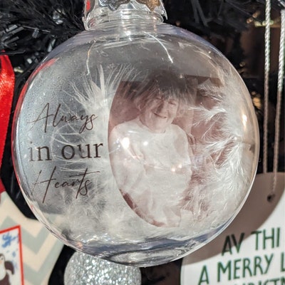Floating Photo Memorial Memory Bauble, Special Bauble, Personalised ...