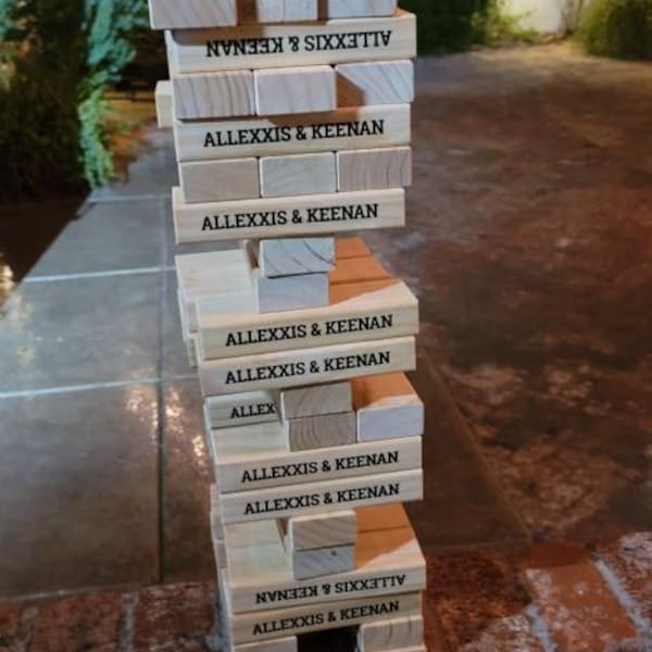 Personalized Bold Family Name Topple Tower - Giant Lawn Game - Giant ...