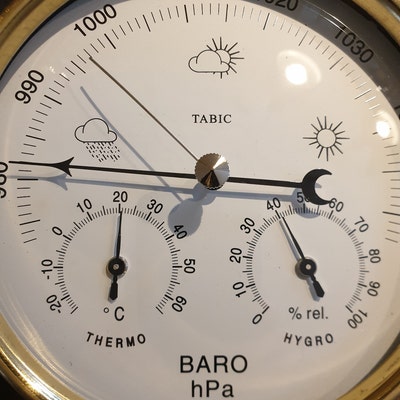 Tabic Solid Brass Barometer With Built in Hygrometer and Thermometer ...