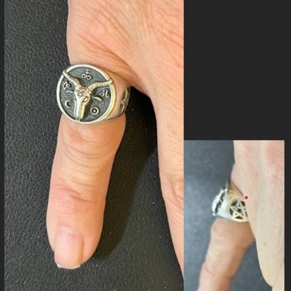 Baphomet Ring 925 Sterling Silver Pentagram Occult Gothic Medieval ...
