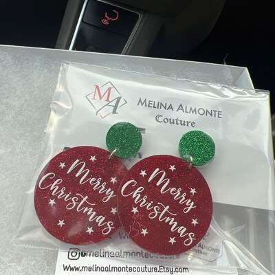 Merry Christmas Earrings, Christmas Earrings, Dangle and Drop Earring ...