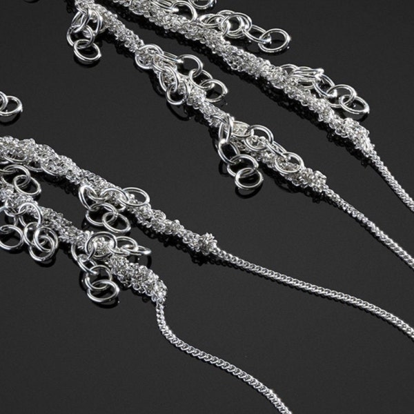 Extra Long Wedding Necklace for Bride, Sterling Silver Necklace for ...
