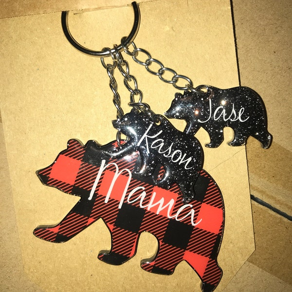 Mama Bear Keychain With Cubs - Etsy