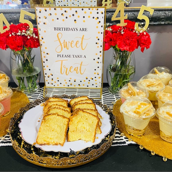 Birthdays Are Sweet Please Take a Treat Party Sign, Black & Gold ...