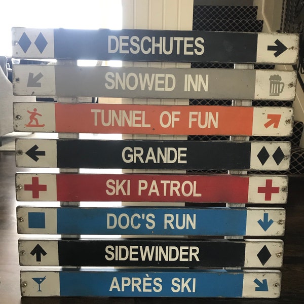 Custom Ski Signs, 8 and 9 Slat Wood Ski Trail Signs. Design Your Own ...