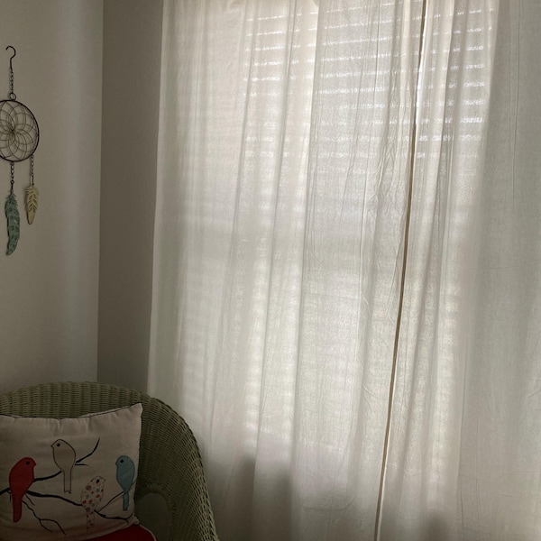 Boho Vertical Stripe Gauze Linen Curtain, Bohemian Gauze Custom Sizes ...