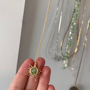 Sun Necklace/ Wire Wrapped Sun/ Handmade Wire Wrapped Sun /crystal ...
