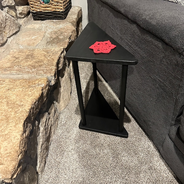 Triangular Side Coffee Table, Corner End Table, Minimalist Sofa Table, Hardwood Couch Table ...