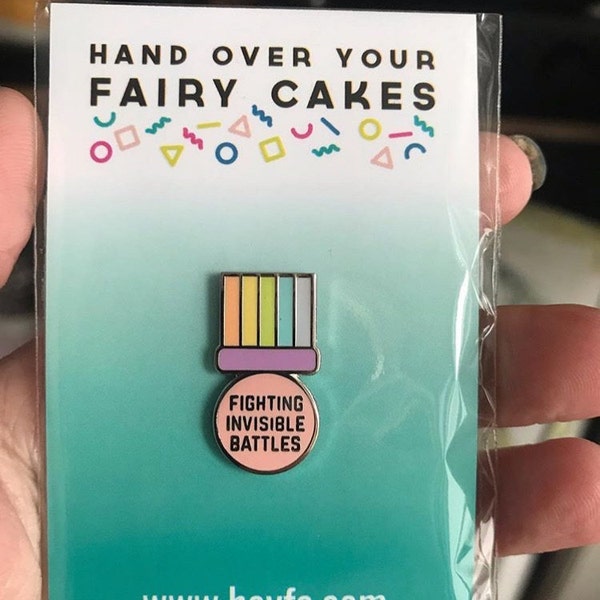Fighting Invisible Battles Medal Enamel Pin – Rainbow Positivity Badge ...