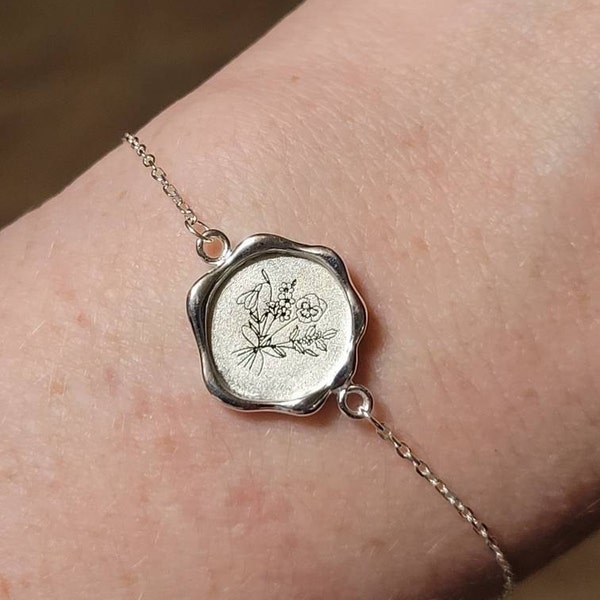 Birth Flower Signet Ring Personalized Signet Ring Custom Birth Month ...