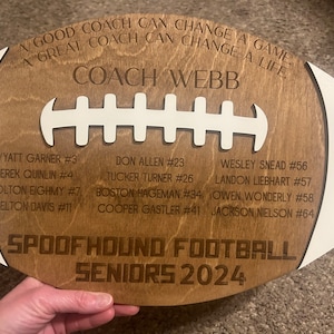 Football Coach Gift, Team Plaque, Thanks for A Great Season Wood Award ...
