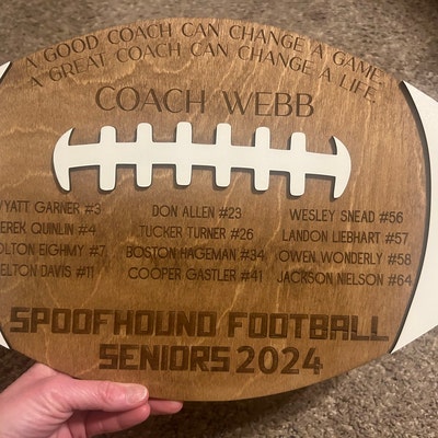 Football Coach Gift, Team Plaque, Thanks for A Great Season Wood Award ...