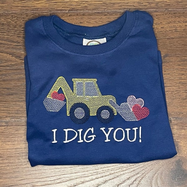 Backhoe Valentine's Day Sketch Embroidery Design - Boys Valentine's Day ...