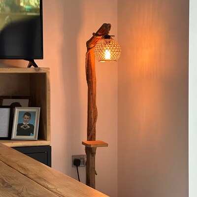 Tree Floor Lamp, Farmhouse Lamp, Natural Wood Floor Lamp, Handmade ...