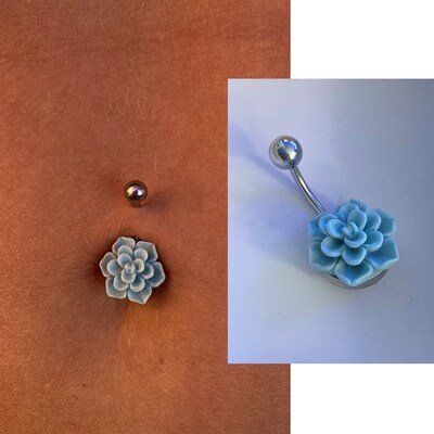 Succulent Belly Ring, Navel Rings, Simple Non Dangle Belly Ring, Body ...