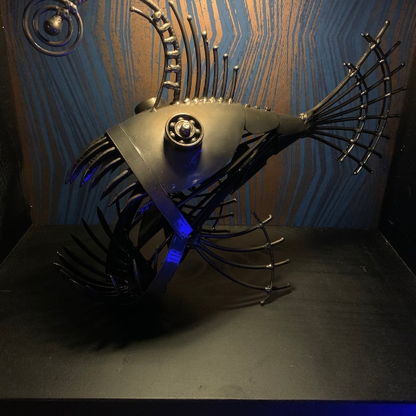 Art Metal Sculpture Angler Fish. Steampunk Predatory Fish Figurine ...