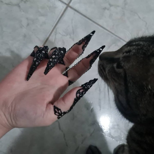 Full Hand Armour "alik" Gothic Finger Claws - Gothic Gift for Her, Goth ...