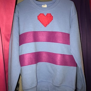 Frisk Shirt With Pixel Heart, Undertale Shirt, Frisk Heart Sweatshirt ...