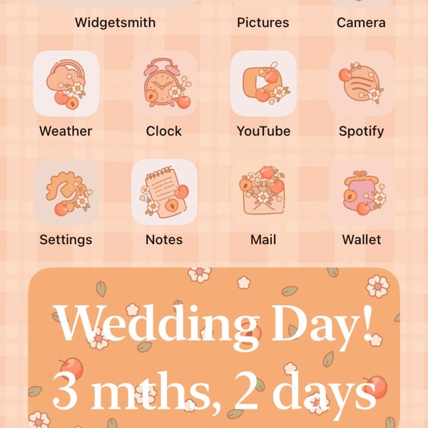 Peach Ios 14 Icons, Cottagecore Peach App Icons, Summer Aesthetic Ios14 ...